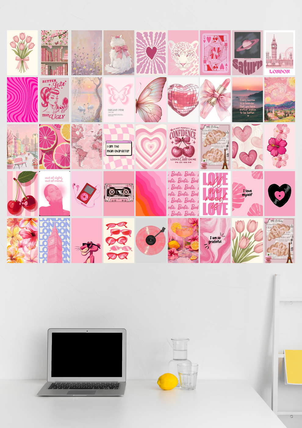 Pink Aesthetic Wall Collage Poster Set | Cute & Trendy Room Decor (45P ...